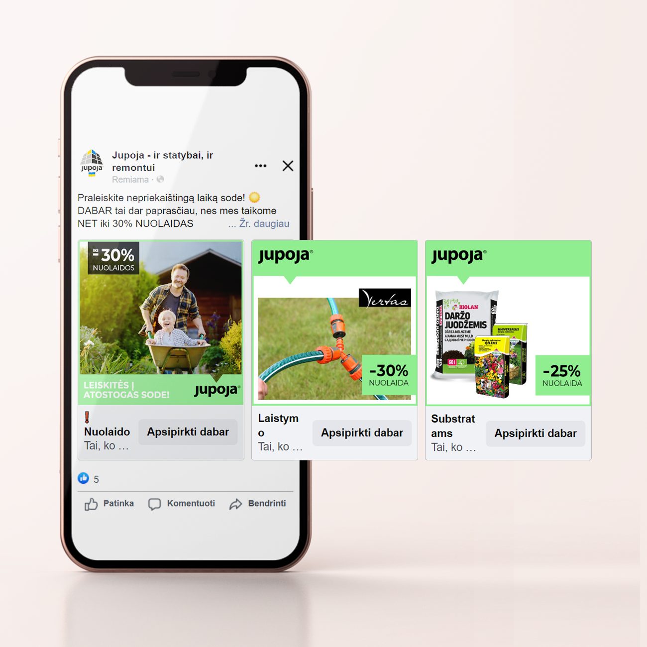 Facebook Ads reklamos vizualų formatai - One Click